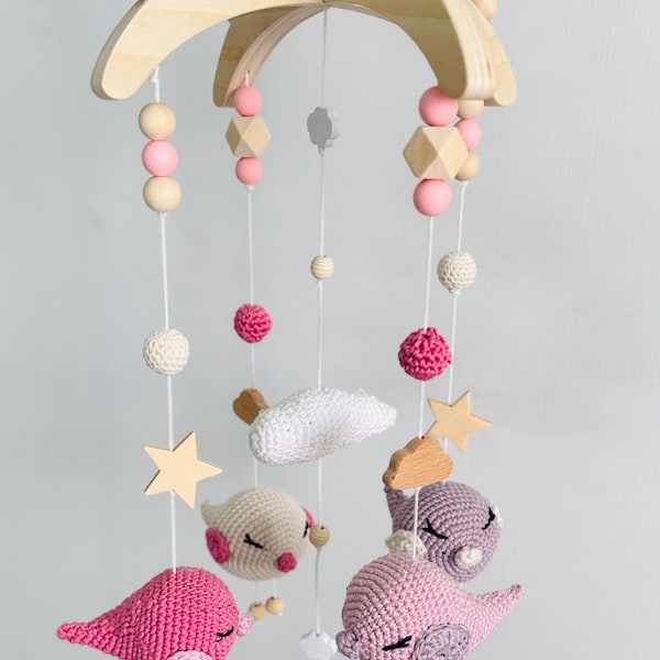 Pattern Only, Pastel Bird Baby Mobile, Scandinavian Nursery Decor ...