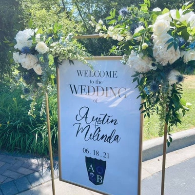 Sign Stand Welcome 5'x3' Black Signage Stand Wedding Sign Stand Black ...