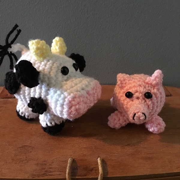 8 Crochet Patterns E-book - Farm Friends Play Set - Barn Carrying Case ...