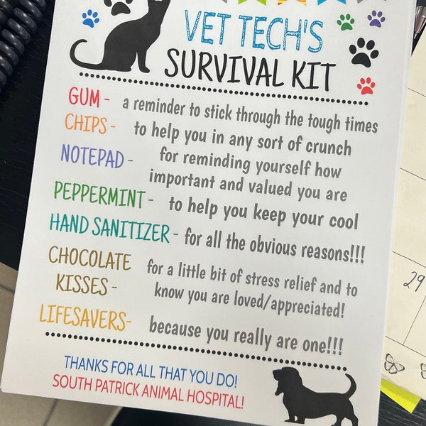 Vet Tech Survival Kit Gift Tags: Printable, Editable Template - Etsy