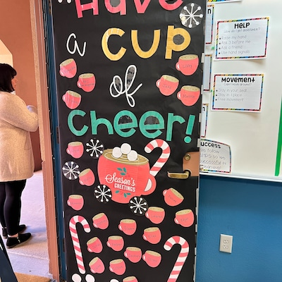 Cup of Cheer Holiday Decor Classroom Bulletin Board Cheer Themed Door ...