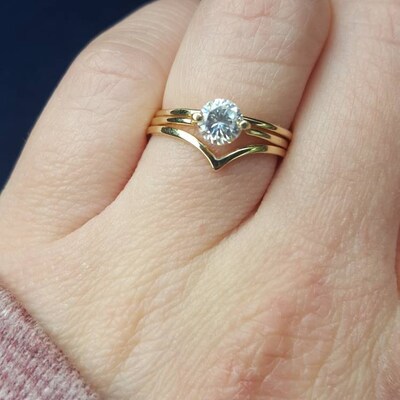 SALE 3PC Set 14k 10k Gold Ladies Wedding Promise Ring Gold - Etsy