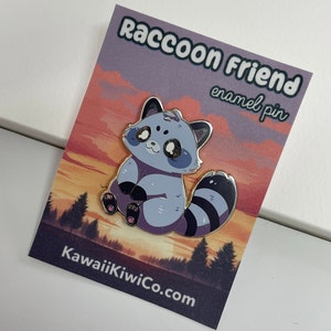 Kawaii Raccoon Hard Enamel and Printed Pin 1.5 Inches Acrylic Pin Trash ...