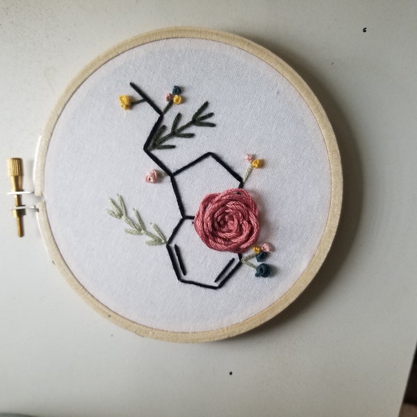 Hand Embroidery, Science Themed Decor, Embroidery Hoop Art, Molecule ...