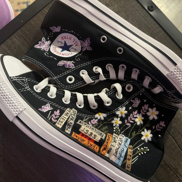 Wedding Converse for Bride, Name and Date Embroidered Converse Platform ...