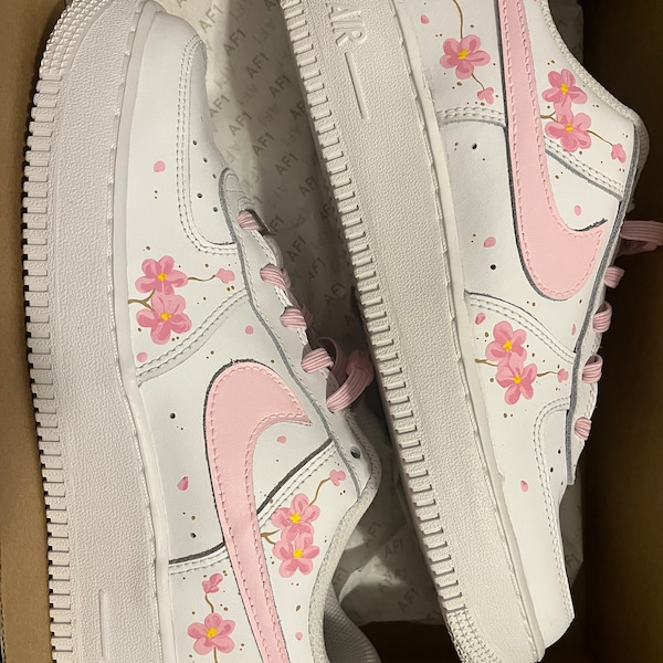 Custom Air Force 1 Sneakers Pink Flowers | Low Tops | Hand-painted Af1s ...