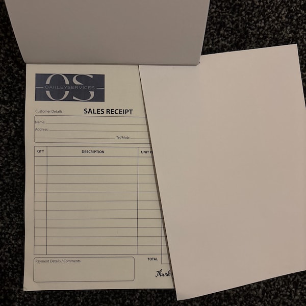 Personalised A5 Duplicate Invoice Book / Bill Book / NCR Pad / Receipt ...
