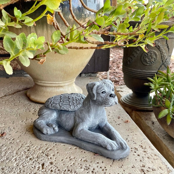 Boxer Statue, Concrete Boxer Dog, Boxer Dog Angel, Dog Statues, Boxer ...