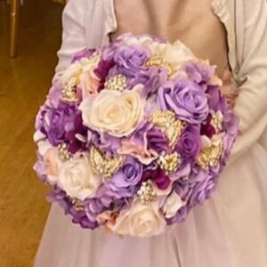 Lilac Quinceañera Bouquet, Butterfly Theme, Lilac Quince Bouquet, Gold ...