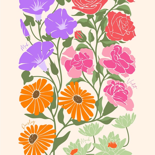 Custom Family Birth Flower Bouquet Artwork | Digital Printable ...