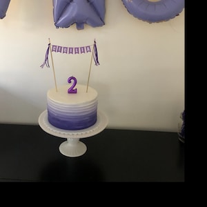 Purple Birthday Cake Topper Purple Party Decor Purple Name Banner ...