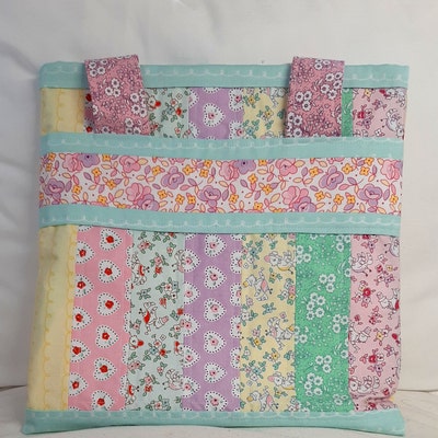 Jelly Roll Tote Bag Sewing Pattern With Fabric Flower Brooch PDF ...