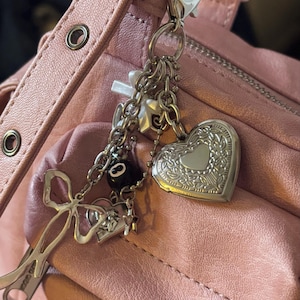 Heart Locket Keychain, 8 Ball Keychain, Y2K Clutter Bag Charm With Ace ...