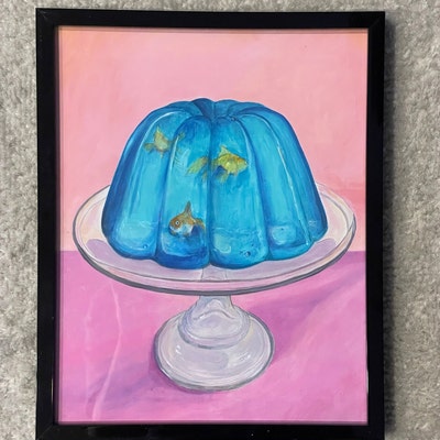 Goldfish Swimming in Blue Jello. Print From My Original Painting. - Etsy