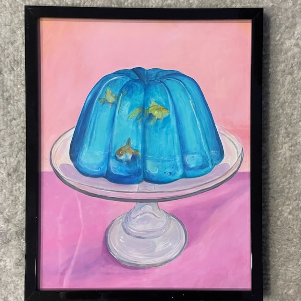 Goldfish Swimming in Blue Jello. Print From My Original Painting. - Etsy