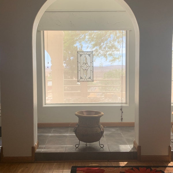 Vintage Look Stained Glass Window Panel, Textured & Beveled Glass ...