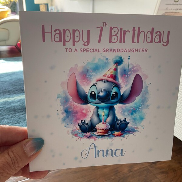 Stitch Birthday Card, Personalised Stitch, Happy Birthday Card Daughter ...