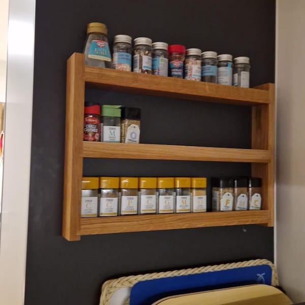 Wall Mounted Solid Oak Spice Shelf - Etsy