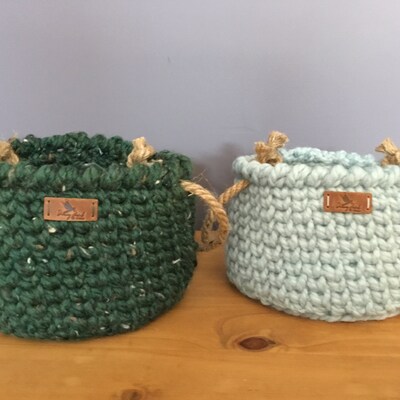 Rustic Farmhouse Basket, Rustic Basket, Crochet Basket, Basket Storage ...