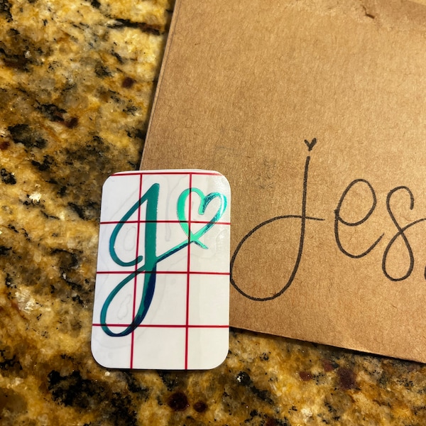 Initial Heart Decal | Uppercase Single Letter Monogram Initial Decal ...