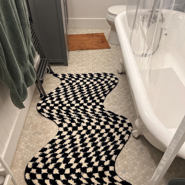 Irregular Rug, Checkered Rug, Cool Runner Rug, Aesthetic Tufted Rug ...