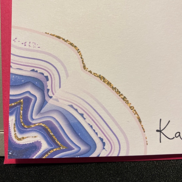 Personalized Agate Note Cards for Women, Geode Stationary, Amethyst ...