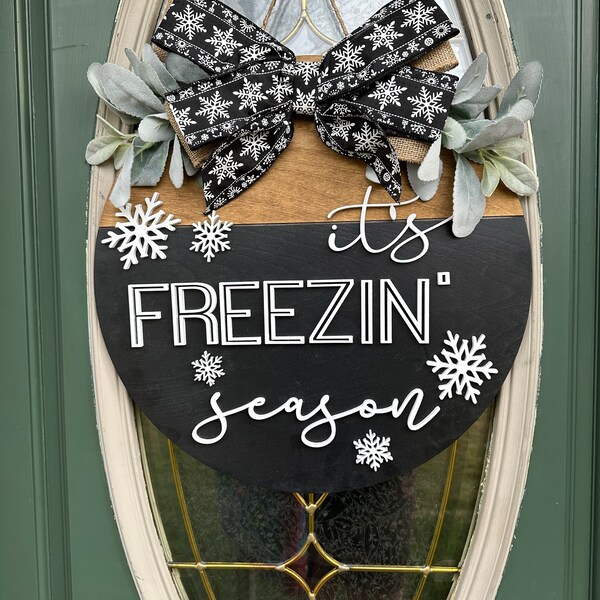 Front Door Hanger | Freezin Season|personalized | Door Wreath | Front ...