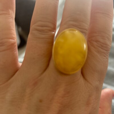 Square Yellow Amber Ring, Genuine Baltic Amber, Yellow Amber Ring ...