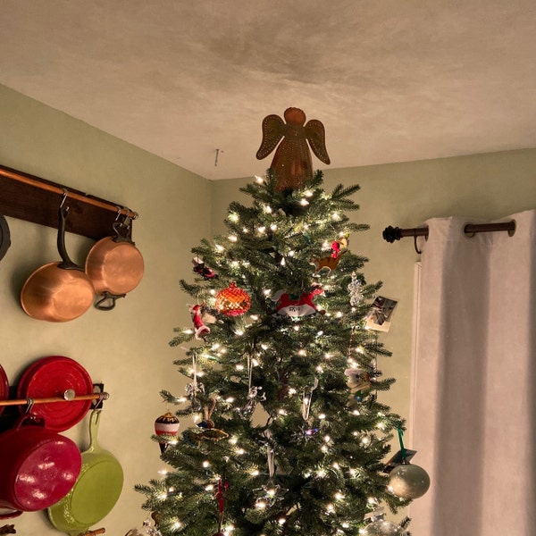 Copper Angel Tree Topper Metal Rustic 9 Inch Scallop Two Piece Hand Cut ...