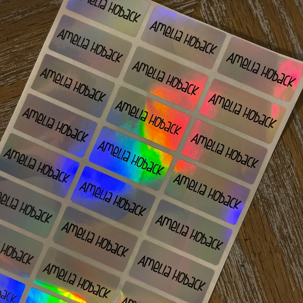 SILVER Hologram/silver/glitter Name Labels,custom Name Stickers ...