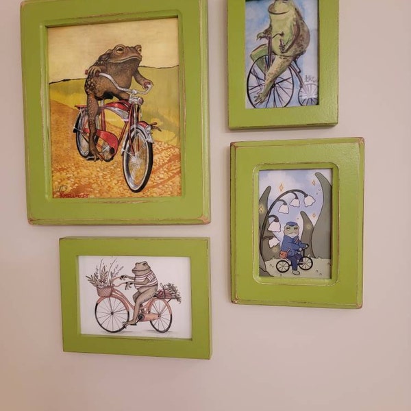 Spring Frog Toad Bicycle Illustration Print | Watercolor Gouache ...