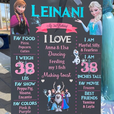 Printable Frozen First Birthday Chalkboard Sign Poster, Birthday Banner ...