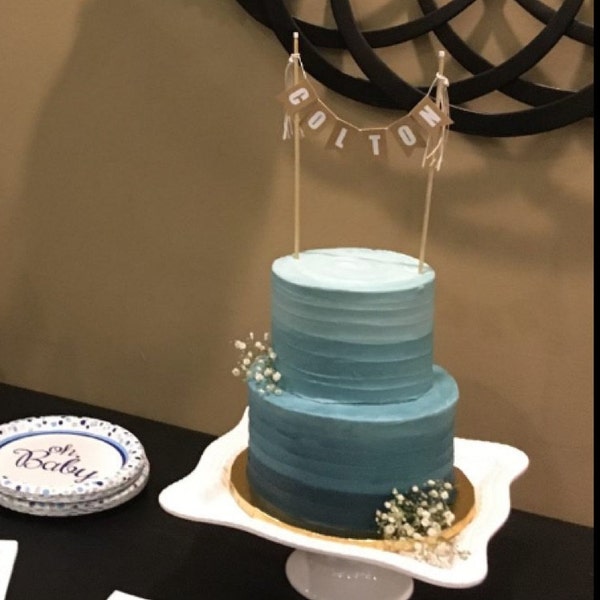 Kraft and White Cake Topper - Personalized Neutral Cake Topper ...