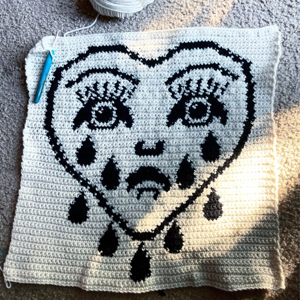 Crying Heart Crochet Wall Hanging Pattern - Etsy