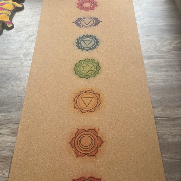 Chakras Cork Yoga Mat by Scoria | 100% Natural & Non-toxic | 4.5mm ...