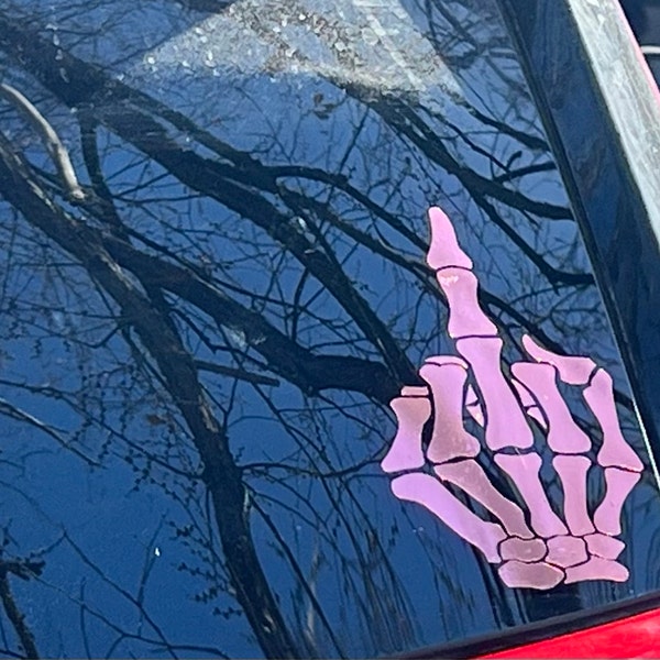 Skeleton Middle Finger Vinyl Decal, Skeleton Decal, Middle Finger Decal ...