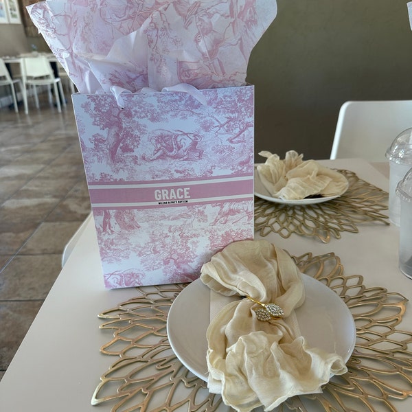 Custom Toile De Jouy Gift Bags | Personalized | Wedding | Bridesmaid ...
