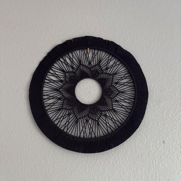 Macrame Mandala Circle Navy Blue Wall Hanging 50cm- Artisan Fibre Art ...