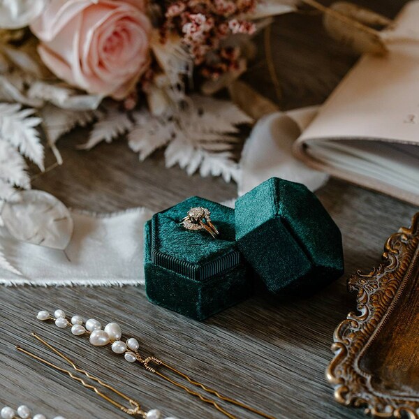 9 Colors- Velvet Ring Box, Engagement Ring Box Double and Single Slot ...