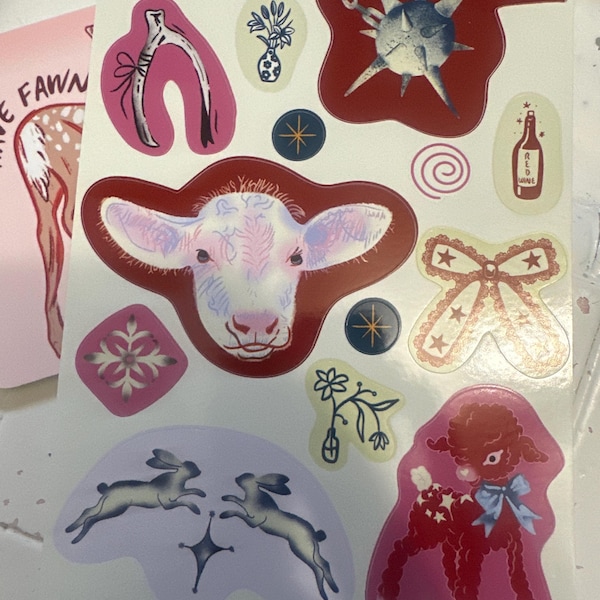 Illustrated Aesthetic Vinyl Sticker Sheet | Series 1 - Etsy