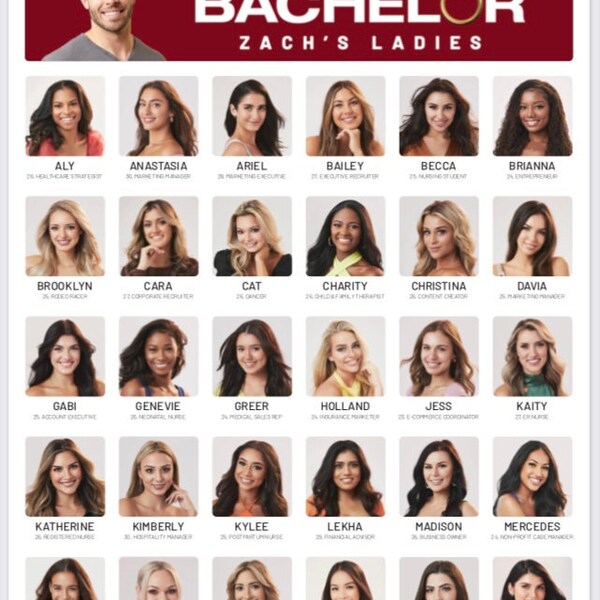 The Bachelor Season 29 Grant Ellis Printable Bracket | Print-ready PDF ...