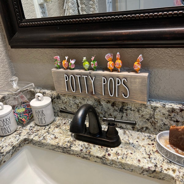 Potty Pops Wood Sign; Potty Training, Bathroom Decor, Potty Training ...