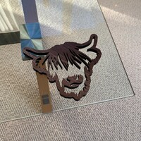 X1 Individual Highland Cow Coaster - Wooden Highland Coo Coaster ...
