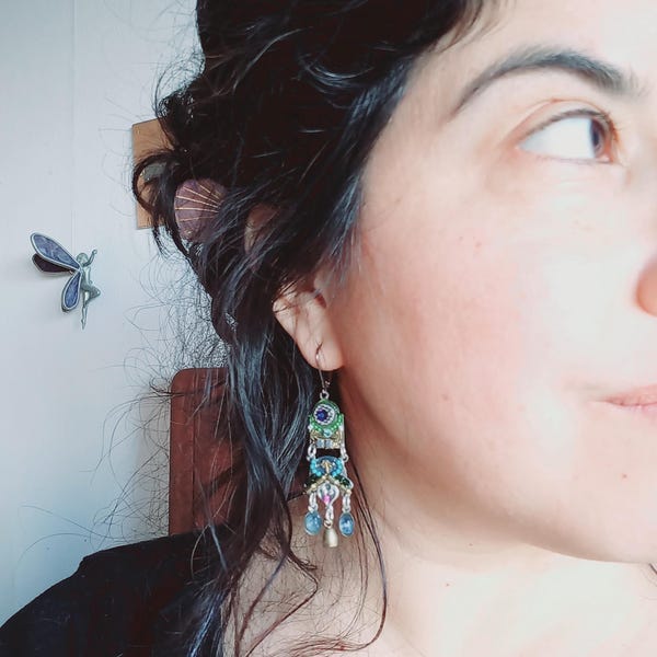 Round Multi Color Swarovski Crystal Pin, Big Unique Round Pin With ...