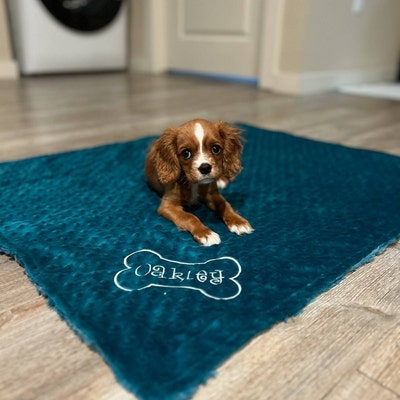 Ivory Embossed Paw With Minky Back Personalized Paw Print Blanket, Paw ...