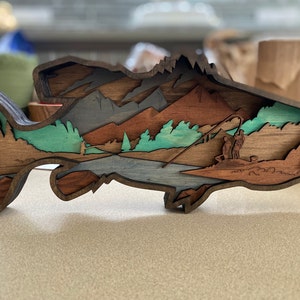 Fish Layered 3D Art Decor, Fathers Day Gift, Man Cave Decor, Fishing ...