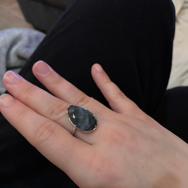 Labradorite Ring, Natural Stone Ring, Minimalist Ring, BIG Labradoite ...
