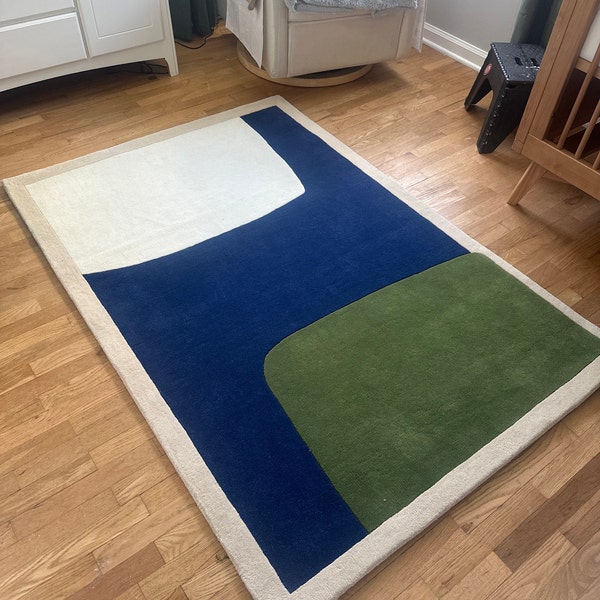 Modern Handmade 12x18 Fine Ivory Curve Embossed Cut Tufted Area Rug for ...