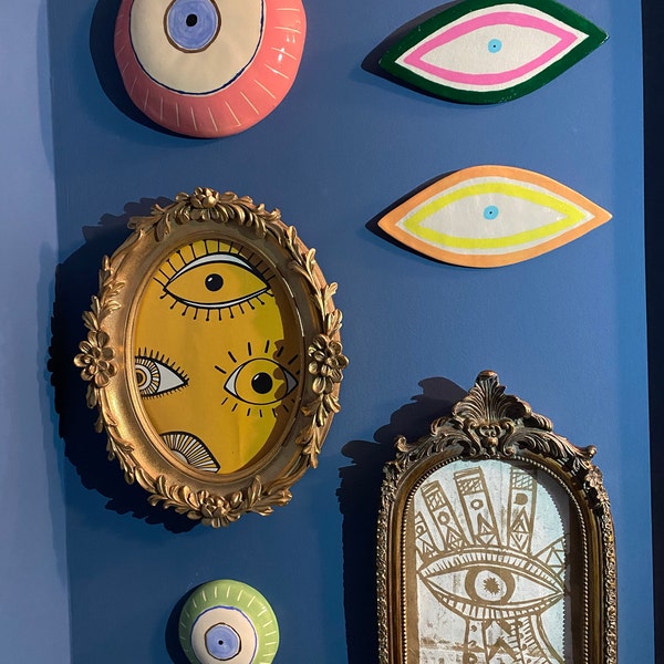 Handmade Ceramic Evil Eye, Evil Eye Wall Hangings, Evil Eye Wall ...