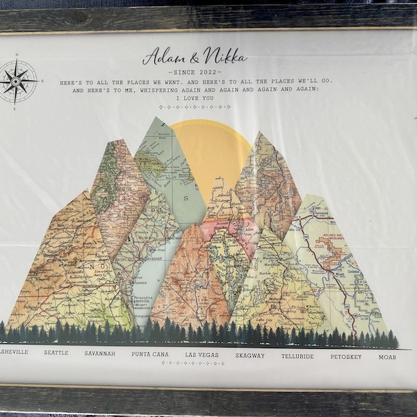Christmas Gift Ideas for Couples | Map Wall Art Gift for Him and Her ...
